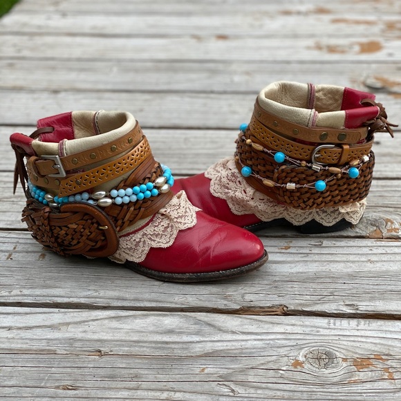 Shoes | Red Roper Style Cowboy Boots Sz 8 Boho Ankle Boots | Poshmark